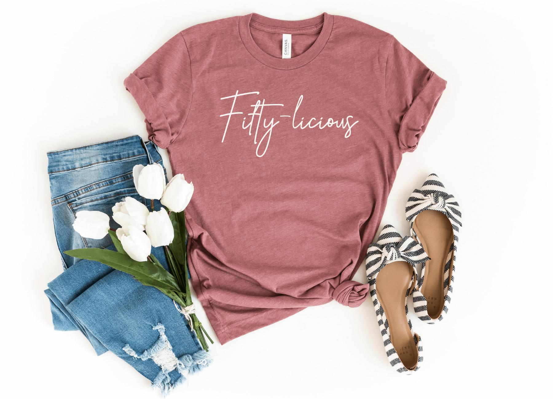 Fifty-licious T-Shirt | 50th Birthday Shirt | Gift for 50th Birthday ...