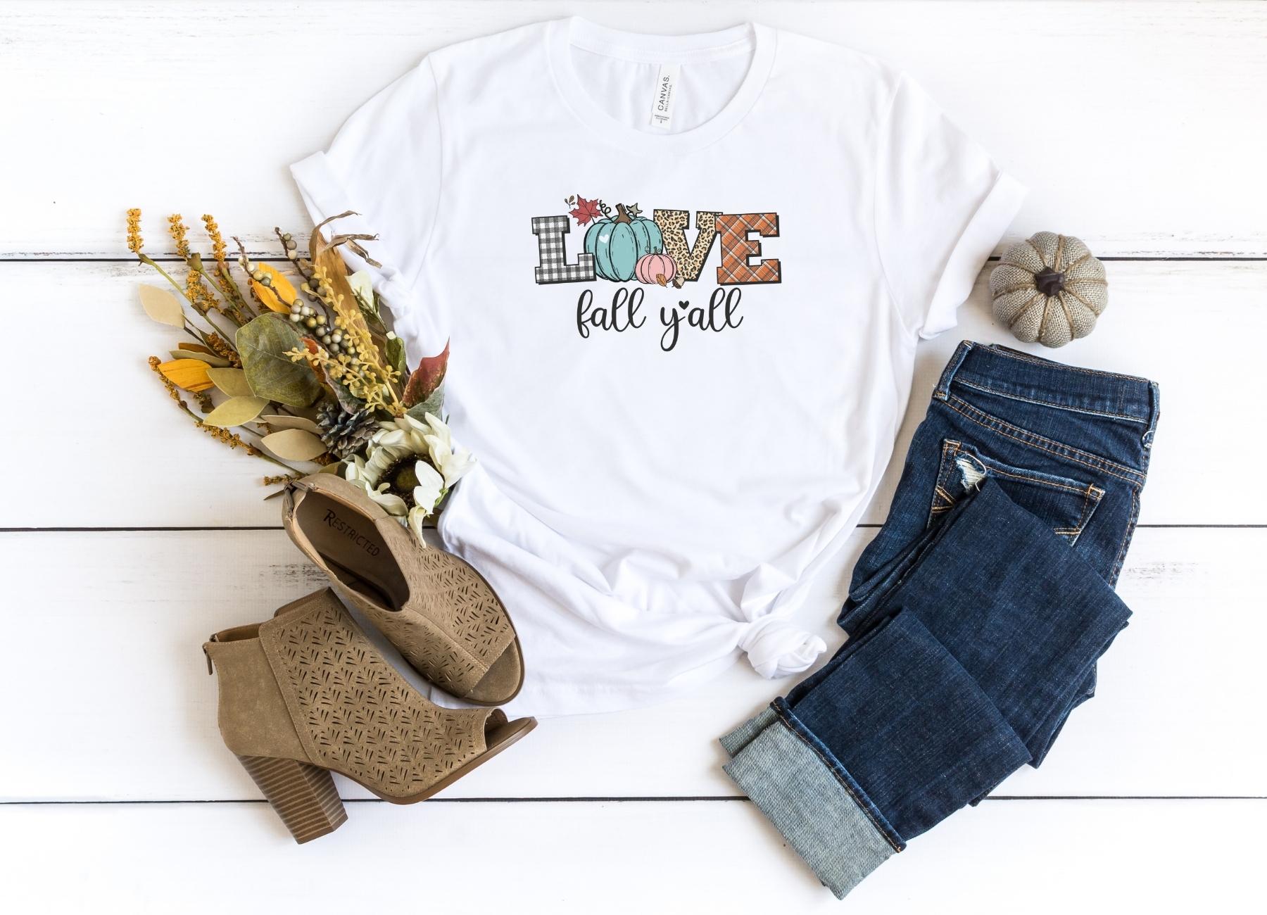 Love Fall Y'All T-Shirt | Fall T-Shirt | Autumn Shirt | Fall Gifts ...