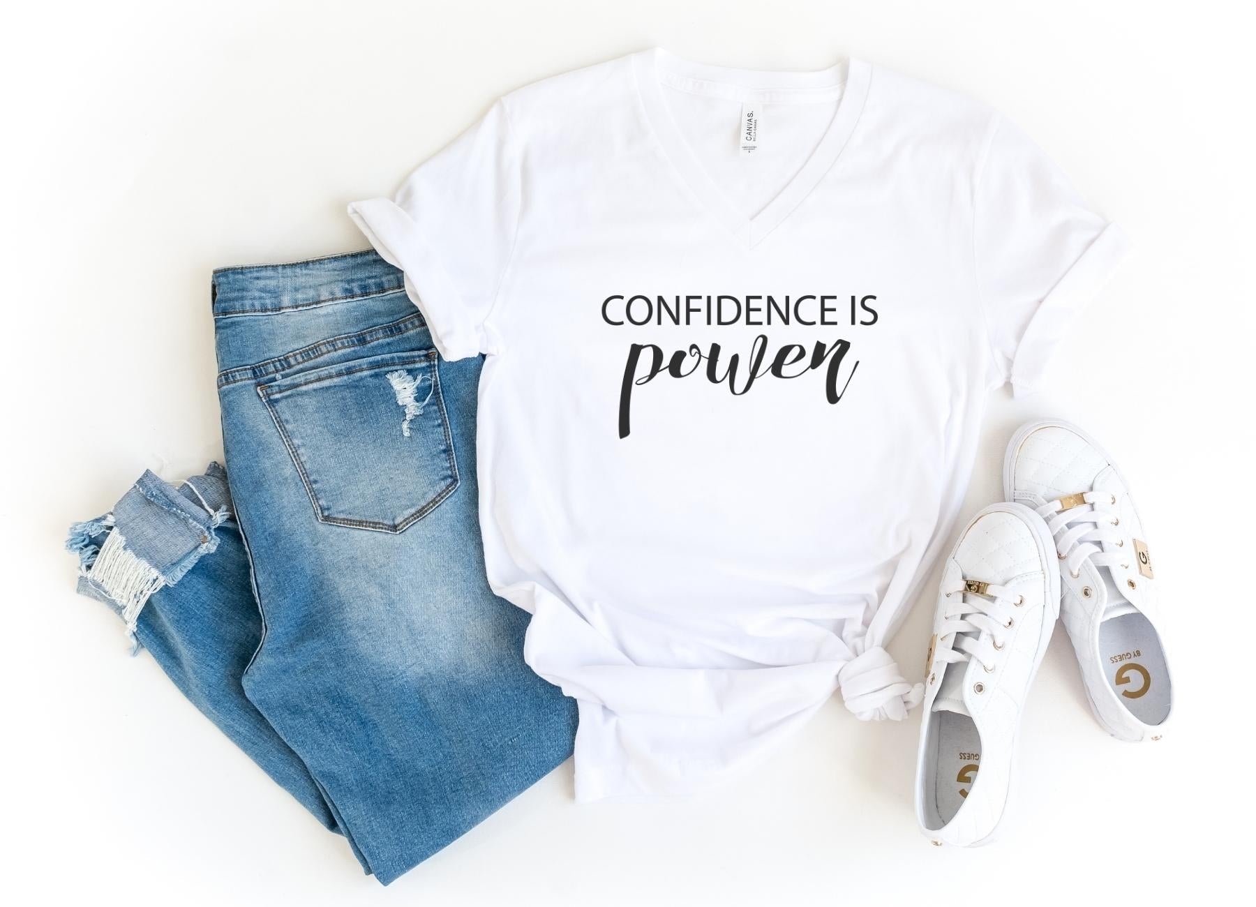 Confidence Is Power V-Neck Shirt | Inspirational Shirt | Motivational ...